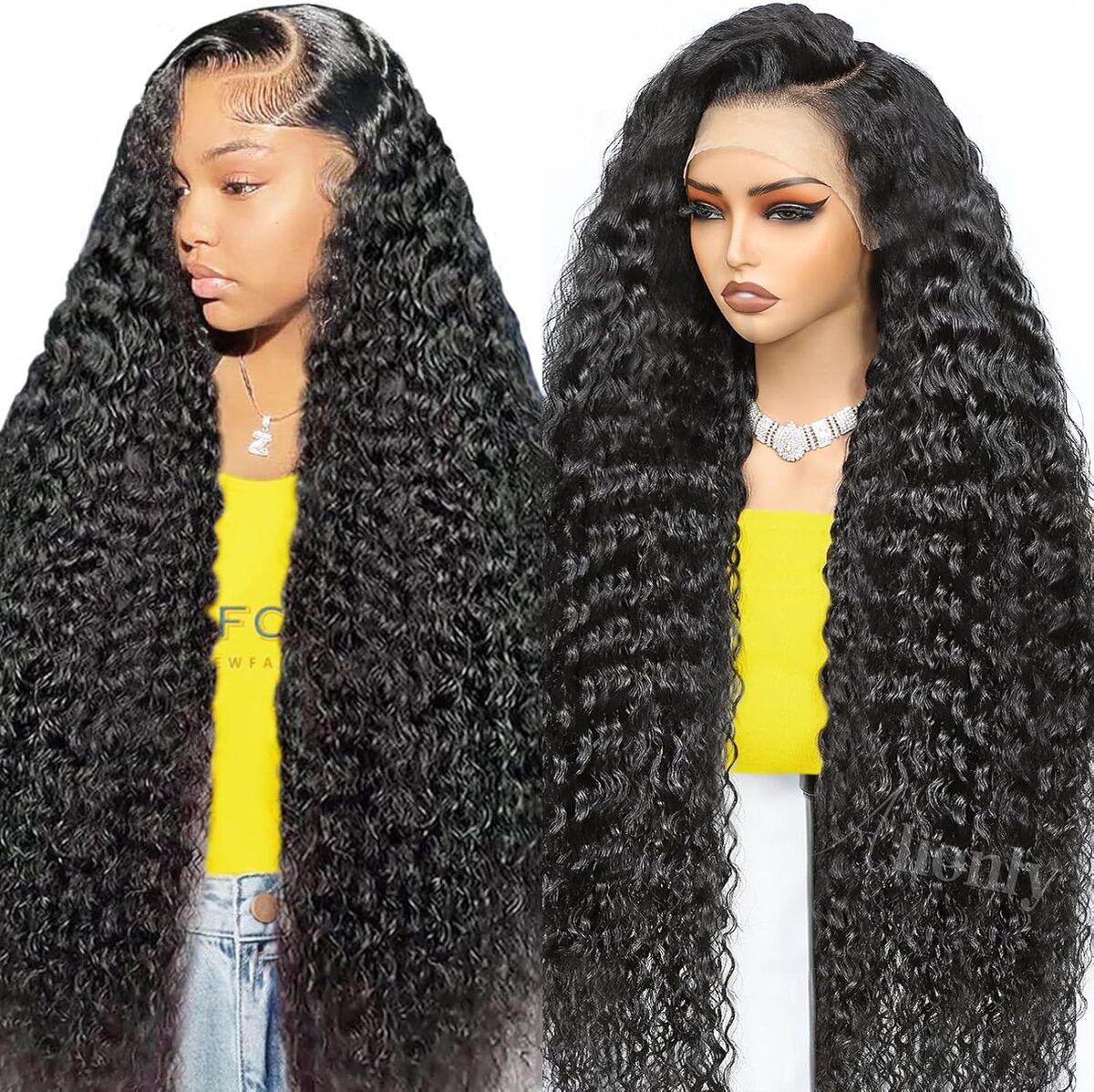 Test de la perruque Alionly curly sans colle, 180 % density